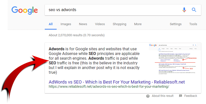 SEO Silver Spring | SEMRush SERP Feature Definitions